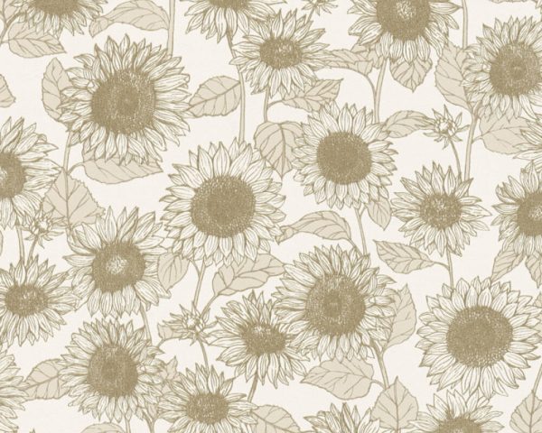 A.S. Création Wallpaper «Floral, Cream, Metallic, White» 376851