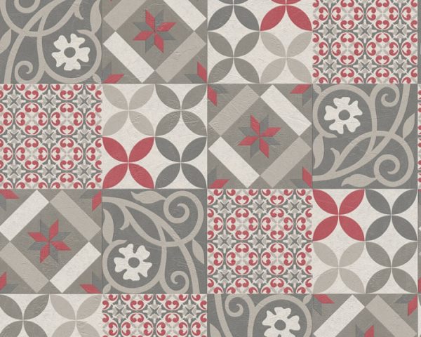 A.S. Création Wallpaper «Graphics, Cream, Grey, Red» 376843