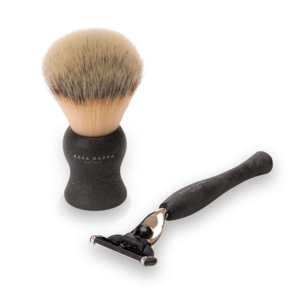 Acca Kappa Shaving Set Synthetic Fibres Brush – “Mach 3” Razor – Black – Set četka za brijanje od sintetičkih vlakana i Mach 3