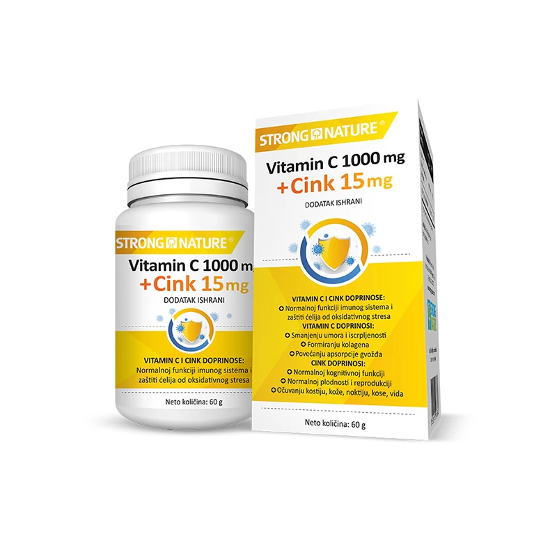 Vitamin C 1000 mg + Cink 15 mg Strong Nature