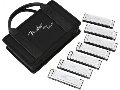 Fender Blues Deluxe Harmonica - Pack of 7 with Case