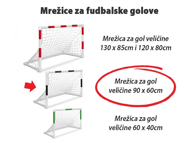 Mreža / Mrežica za mali fudbalski gol 90 x 60cm
