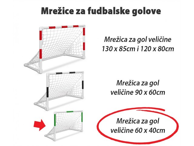 Mreža / Mrežica za mali fudbalski gol 60 x 40cm