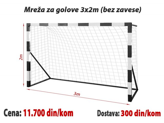 Mreža za golove 3x2m (bez zavese)