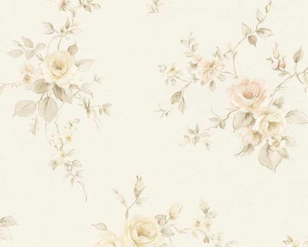 A.S. Création Wallpaper «Flowers, Beige, Brown, Cream, Pink» 372338