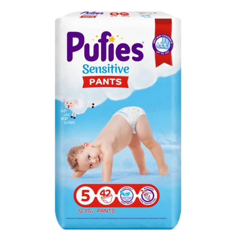 Pufies pelene za bebe Pants Sensitive Junior 5, 42 kom
