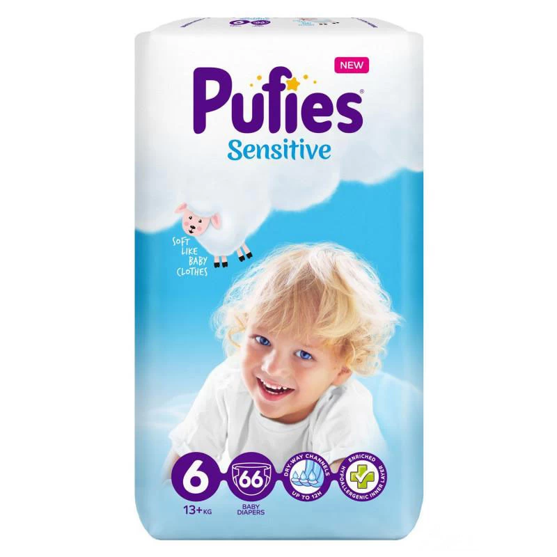 Pufies pelene za bebe Sensitive 6, 66kom