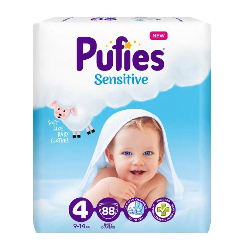 Pufies pelene za bebe Sensitive 4, 88kom