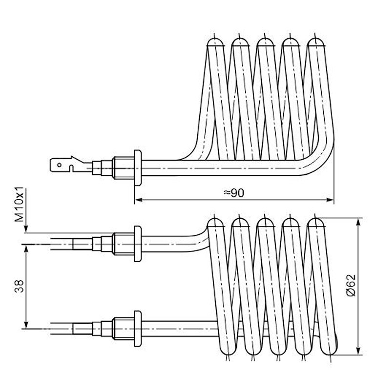 Grejač spiralni za bojler "Deligrad","Tiki","MK" 2000W, 230V