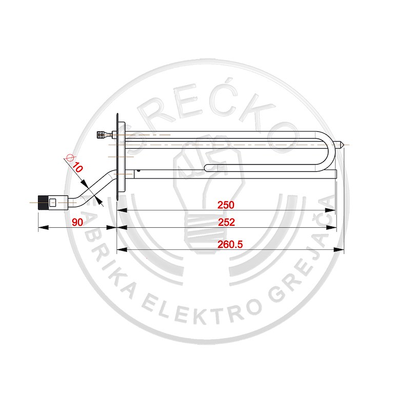 Grejač bojlera"Termorad" 5L za nisku montažu, 1500W