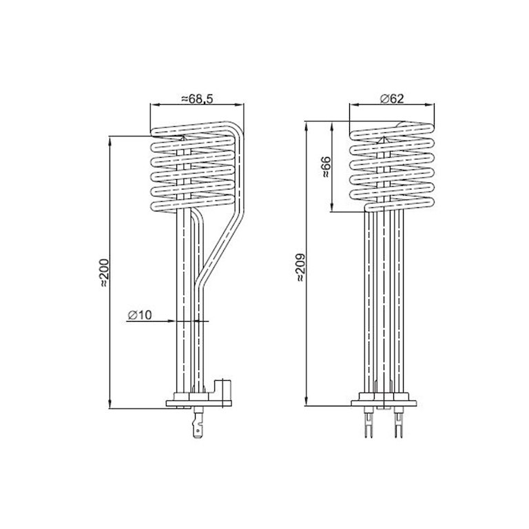 Grejač bojlera"Metalac"za nisku montažu 8 L,inox, 1500W,230V