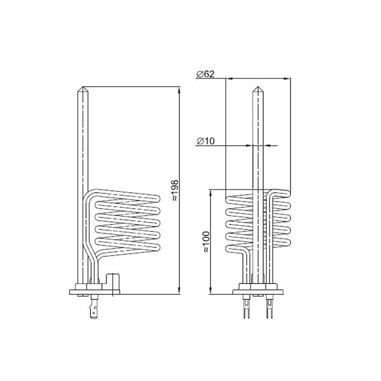 Grejač bojlera "Metalac" za visoku montažu 8L, inox,1500W,230V