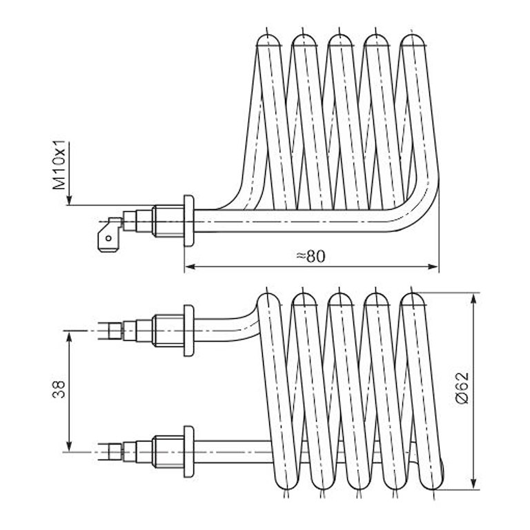 Grejač sa kosim buksnama za bojler 5-10l 1500W 230V