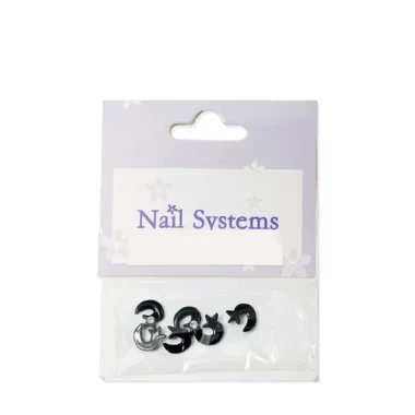 PERFECT NAILS Nakit za nokte mesec i zvezda sa cirkonom ASNSP3659 Crni