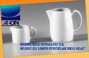 KREMIJERA-BOKALCIC ZA MLEKO ILI LIMUN Porcelan beli glat