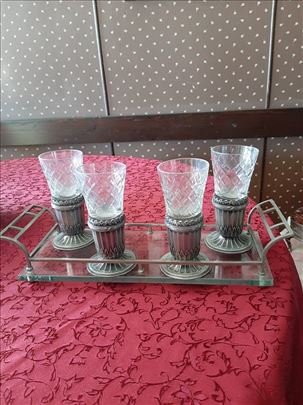 Čašice sa poslužavnikom (posrebrenje), XIX vek