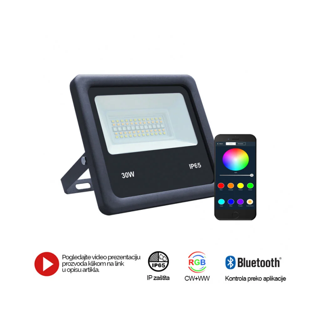 LED REFLEKTOR BR-FL30W CRNI RGB/WWCW/BLUETOOTH