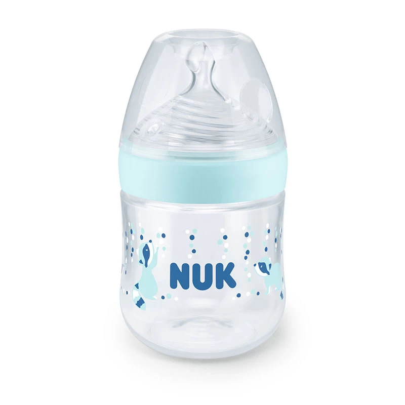 Nuk plastična flašica Natura Sense sa indikatorom temperature Plava, 0-6m