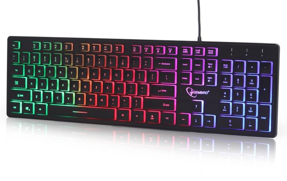 Žična USB tastatura Gembird KB-UML-02, pozadinsko RGB osvetlenje, US raspored, crna