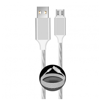 USB kabel LED micro USB beli.