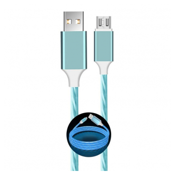 Kabel LED micro USB plavi.