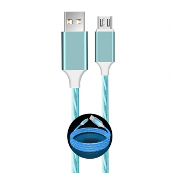 Kabel LED Micro USB plavi.