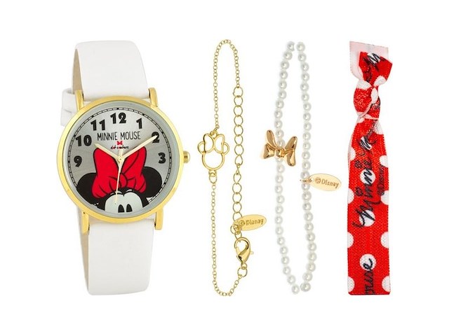 Disney Minnie Mouse Gold ženski ručni sat + nakit NOVO