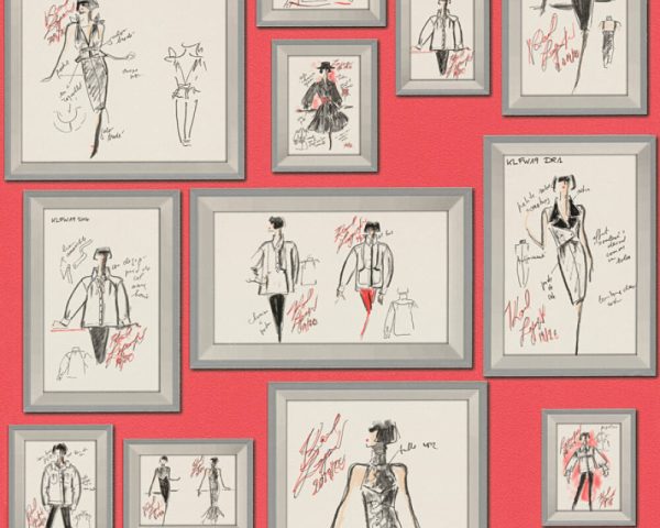 Karl Lagerfeld Wallpaper «Graphics, Grey, Metallic, Red» 378462