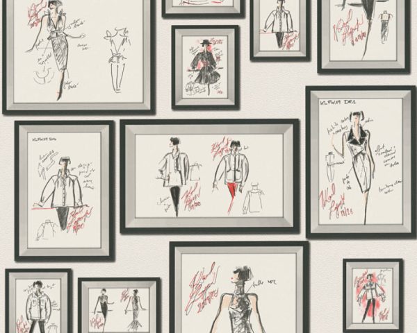 Karl Lagerfeld Wallpaper «Graphics, Grey, Red, White» 378463