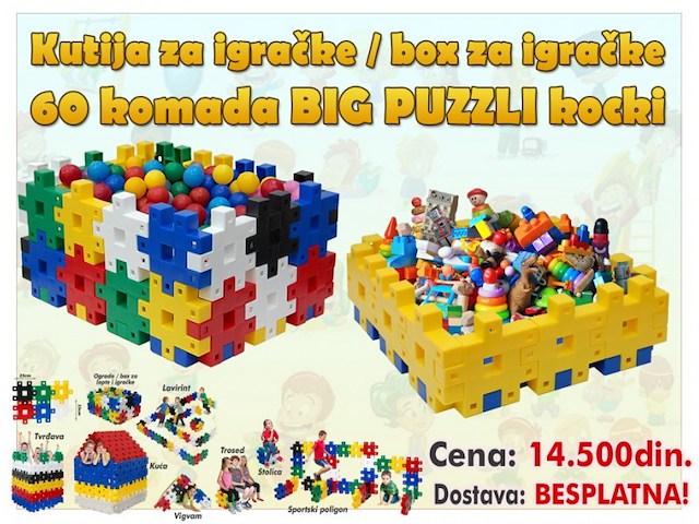 Kutija za igračke box za igračke od 60 kom BIG PUZZLI k