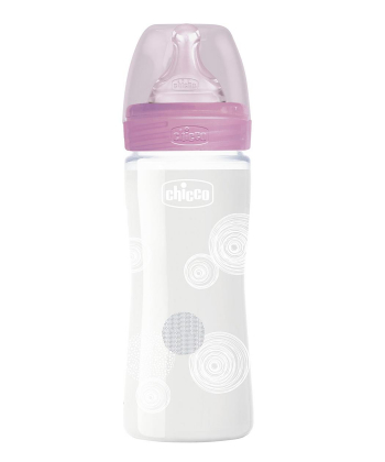 Chicco WB Staklena flašica za bebe 240ml - Roza
