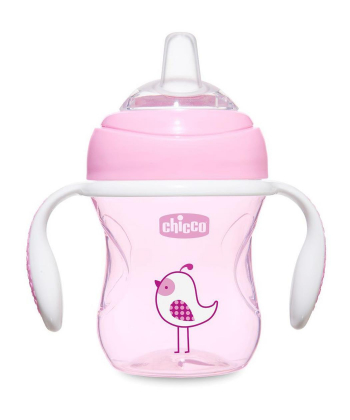 Chicco No spill plastična flašica za devojčice Transition 4m+ 200ml - Roze