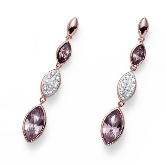 Ženske oliver weber concept violet roze zlatne mindjuše sa ljubičastim swarovski kristalima ( 22802rg )