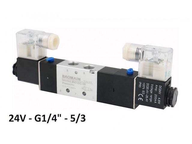 Pneumatski razvodnik elektromagnetni 5/3 G1/4″ 24VDC