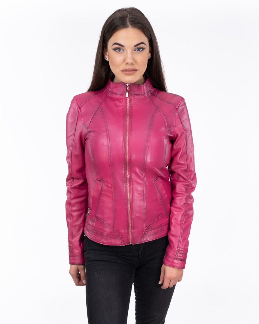 Ženska kožna jakna – Elena – Roze