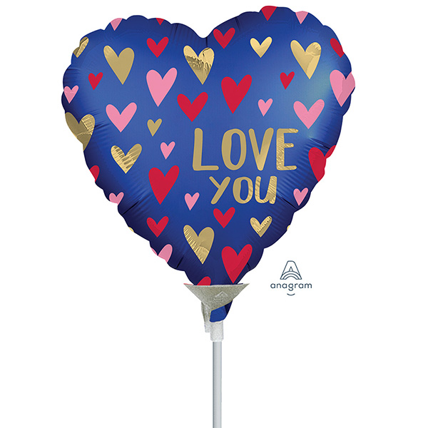 39020
9″ Foil Love You Satin Navy & Gold