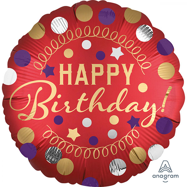 3906801
18″ Foil Happy Birthday Red Satin