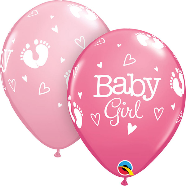 20491
11″ Latex Baby Girl Footprints & Hearts Rose Pink (6)
