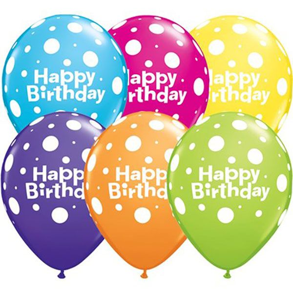 13846
11″ Latex Happy Birthday Big Polka Dots (6)