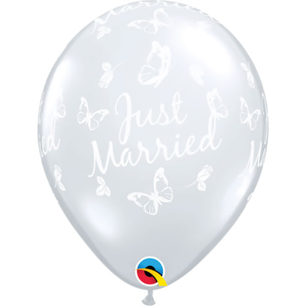 31560
16″ Latex Just Married Butterflies Silver (5)