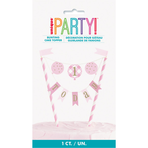 74924U
Cake top 1st Birthday Bunting Pink