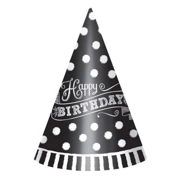 250432
12 Party Hats Birthday Black & White