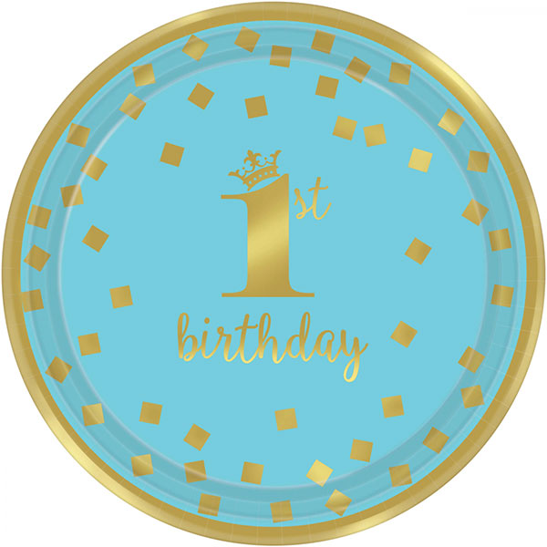 541862
8 Plates 1st Birthday Blue & Gold