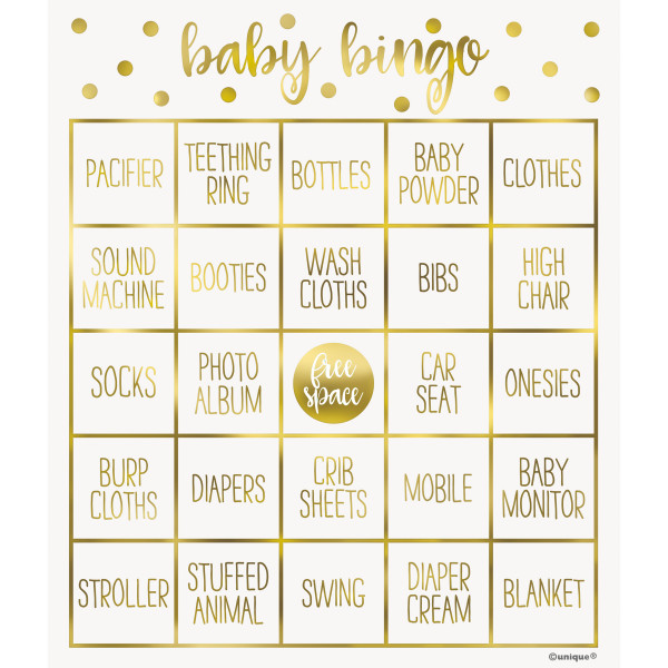 73410U
Gold Baby Shower Bingo Kit For 8