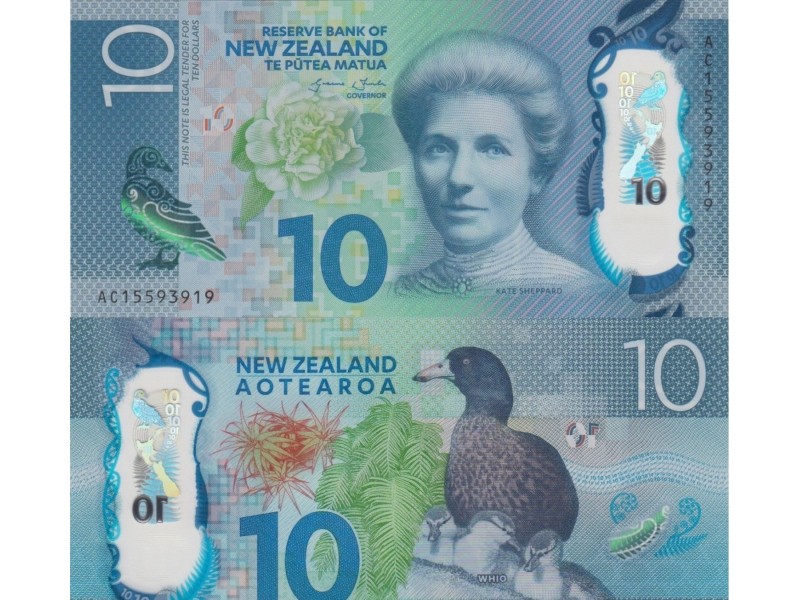 NEW ZEALAND Novi Zeland 10 Dollars 2015 UNC, Polymer