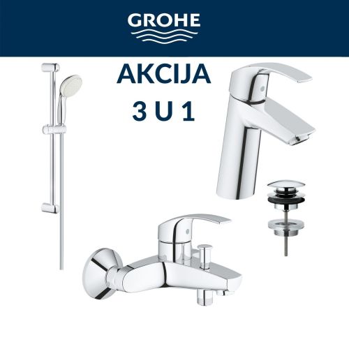 Grohe Eurosmart SET 3 U 1, umivaonik, kada, klizna šipka