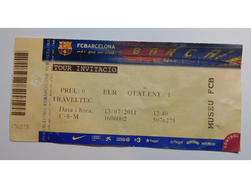 Tiket - ulaznica - karta FC BARCELONA