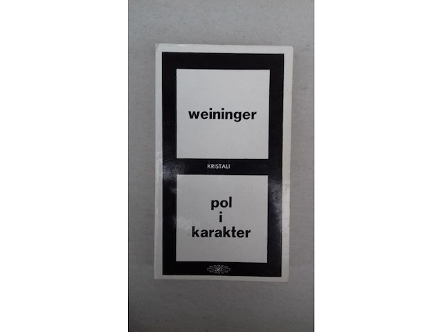 Pol i karakter / Otto Weininger / Vajninger