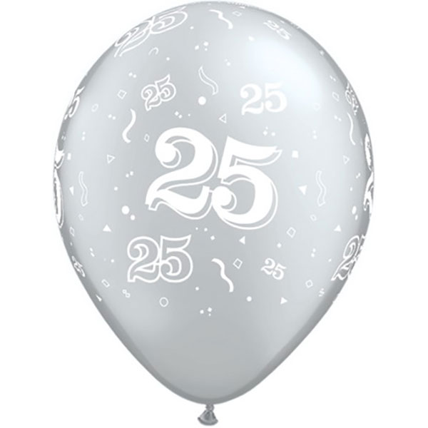 39833
11″ Latex Number 25 Silver (5)