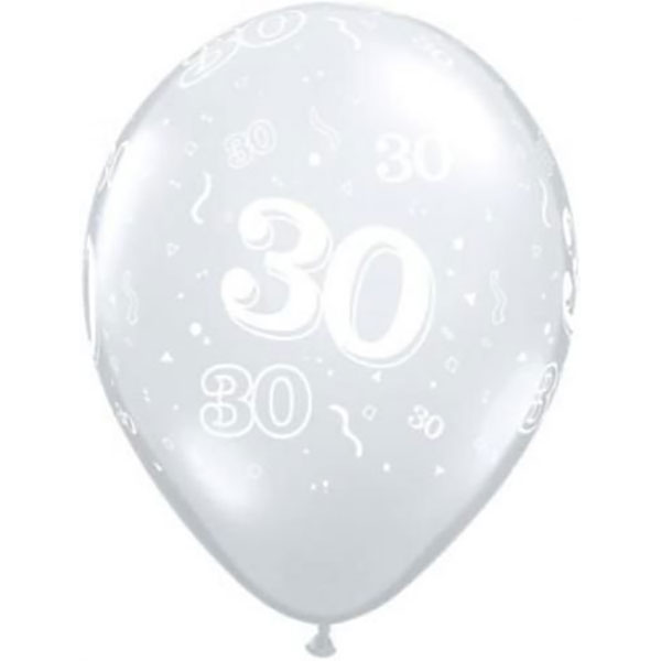 40389
11″ Latex Number 30 Diamond Clear (5)